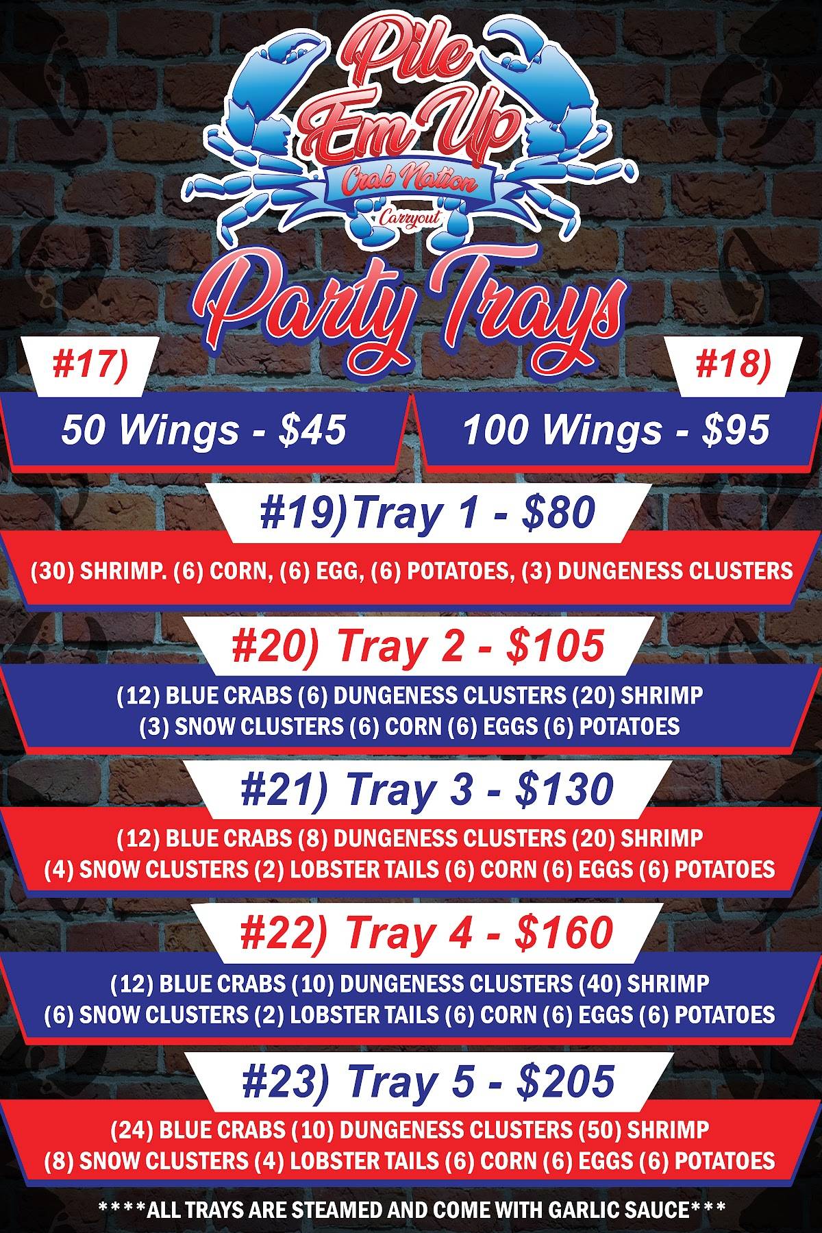 Menu at Pile 'Em Up Carryout restaurant, Tampa