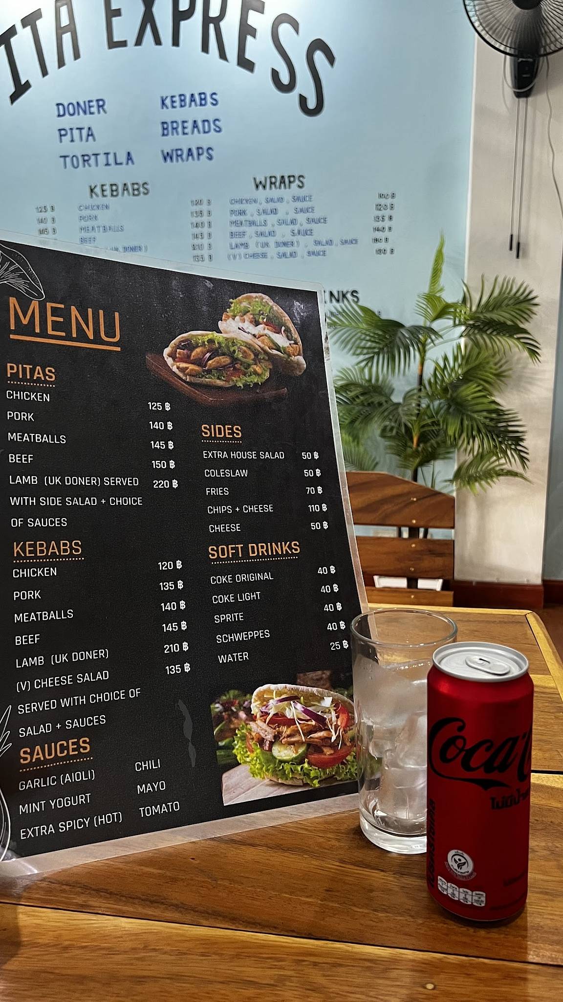 Menu at Pita Express restaurant, Hua Hin