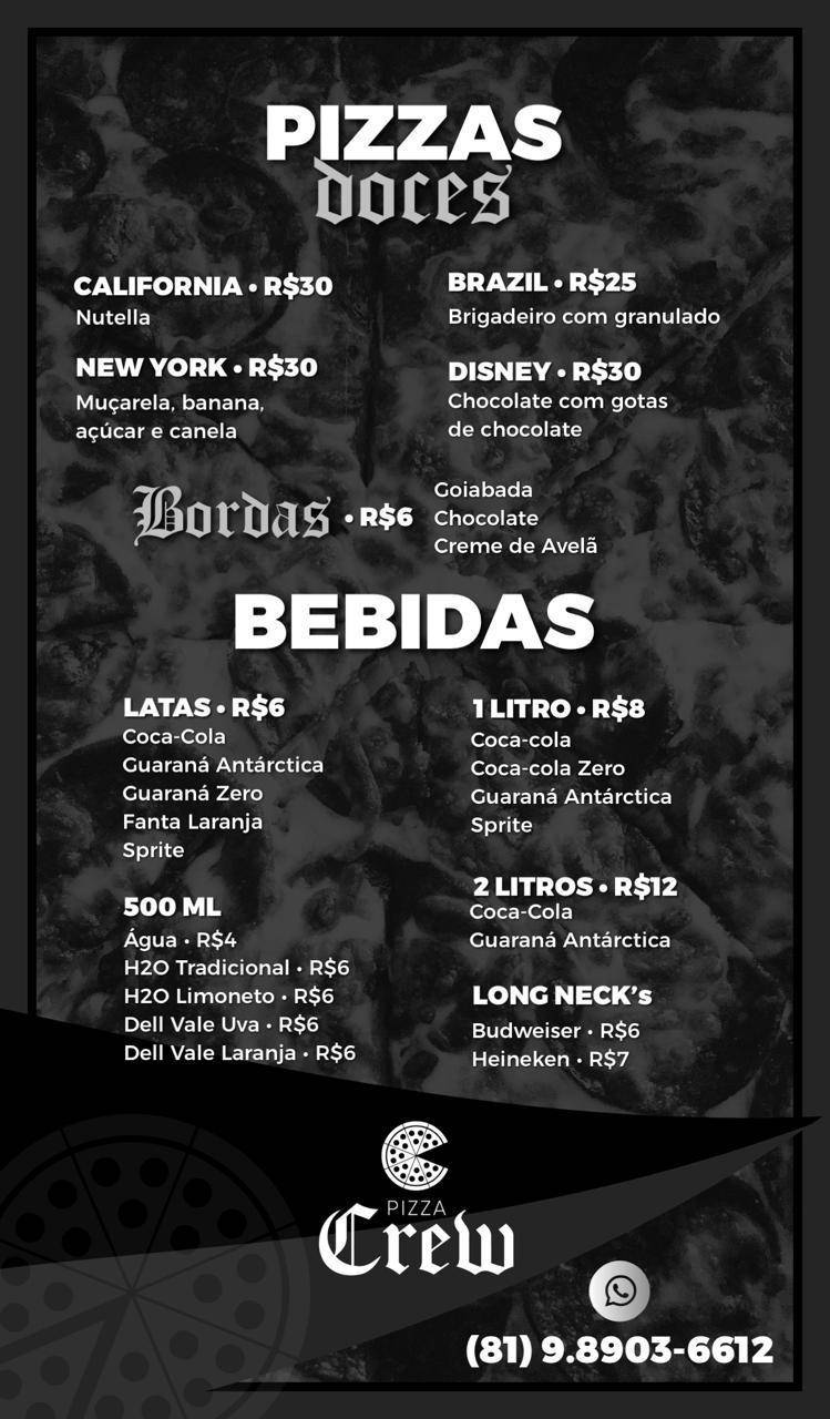 Menu em Pizza Crew restaurante, Recife