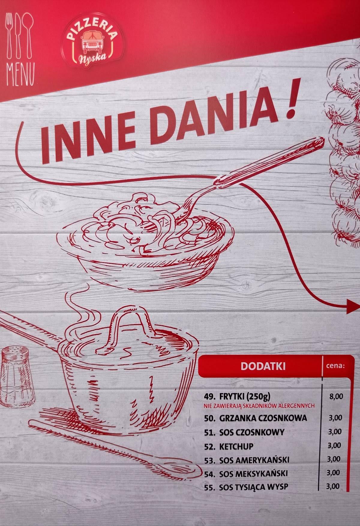 Menu at Pizzeria Nyska, Nysa