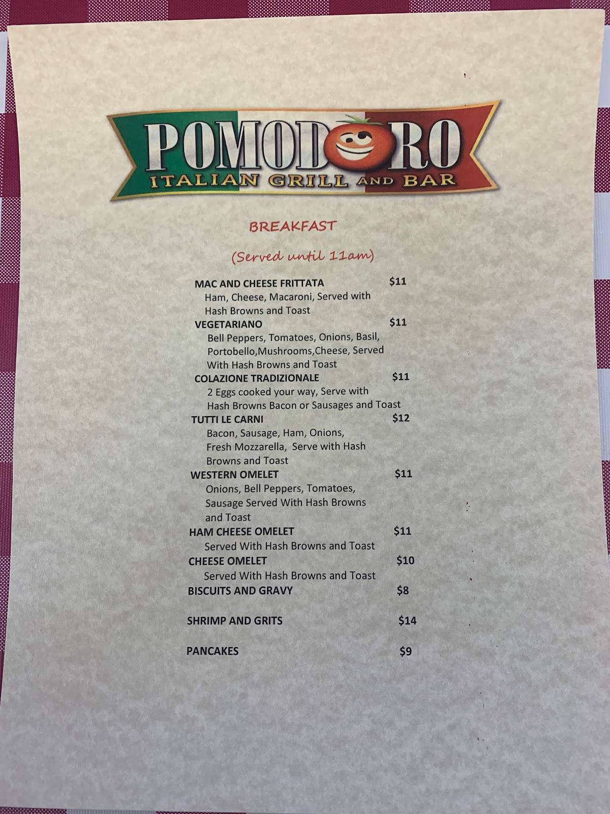 Menu at Pomodoro Italian Grill and Bar, Port Saint Joe