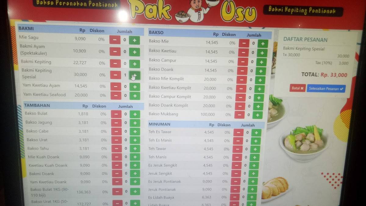 Menu at Pondok Ale - Ale Pontianak restaurant, Pontianak, Jl. Putri ...