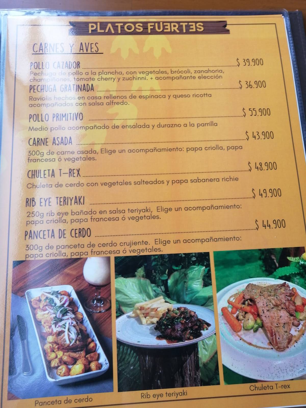 Menu at Primitivo, Restaurante, Bar, Bolera, Bogotá