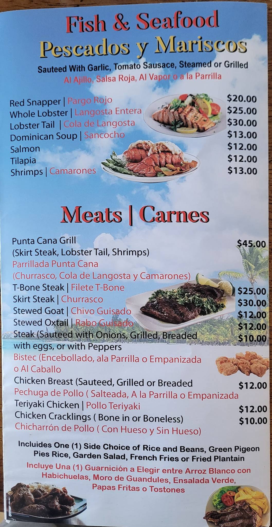 Menu at Punta Cana Restaurant, Allentown