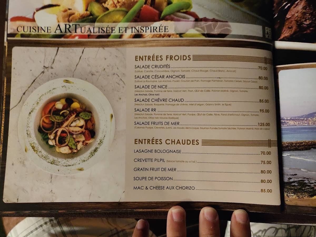 Menu au Cafe RR Ice, Tanger, Q6QR+827