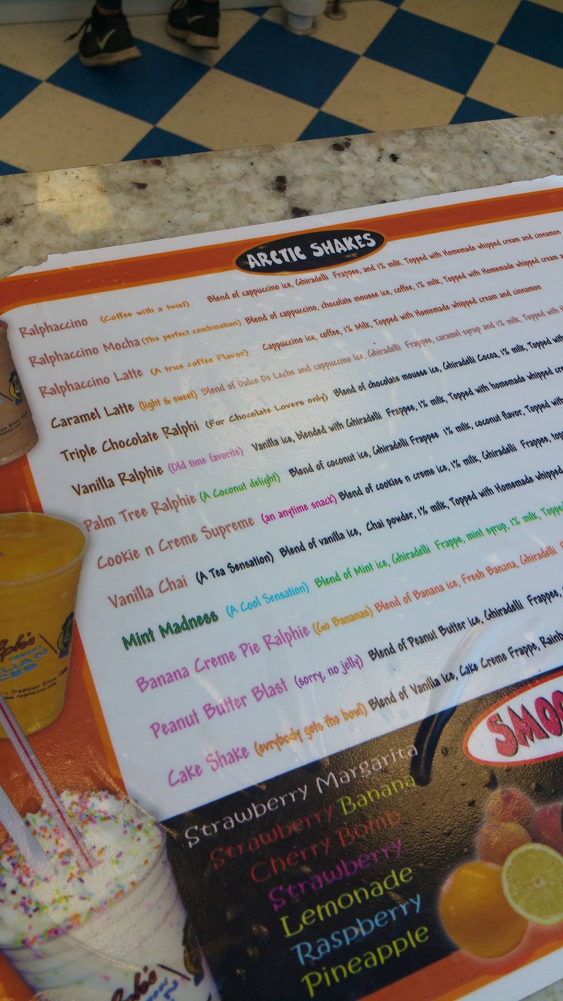 Menu at Ralph's Italian Ices restaurant, Farmingville