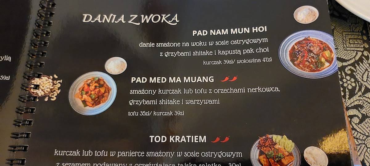 Menu at Restauracja Thai Chao Phraya restaurant, Zabki