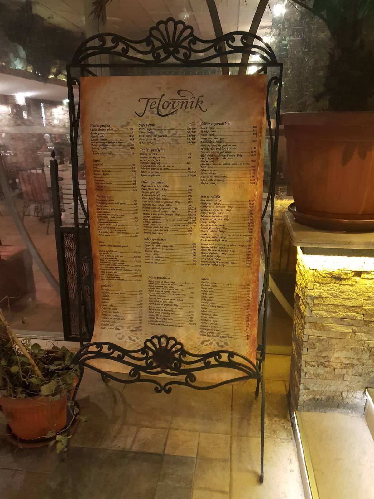 Menu at Restaurant Djerdan, Belgrade