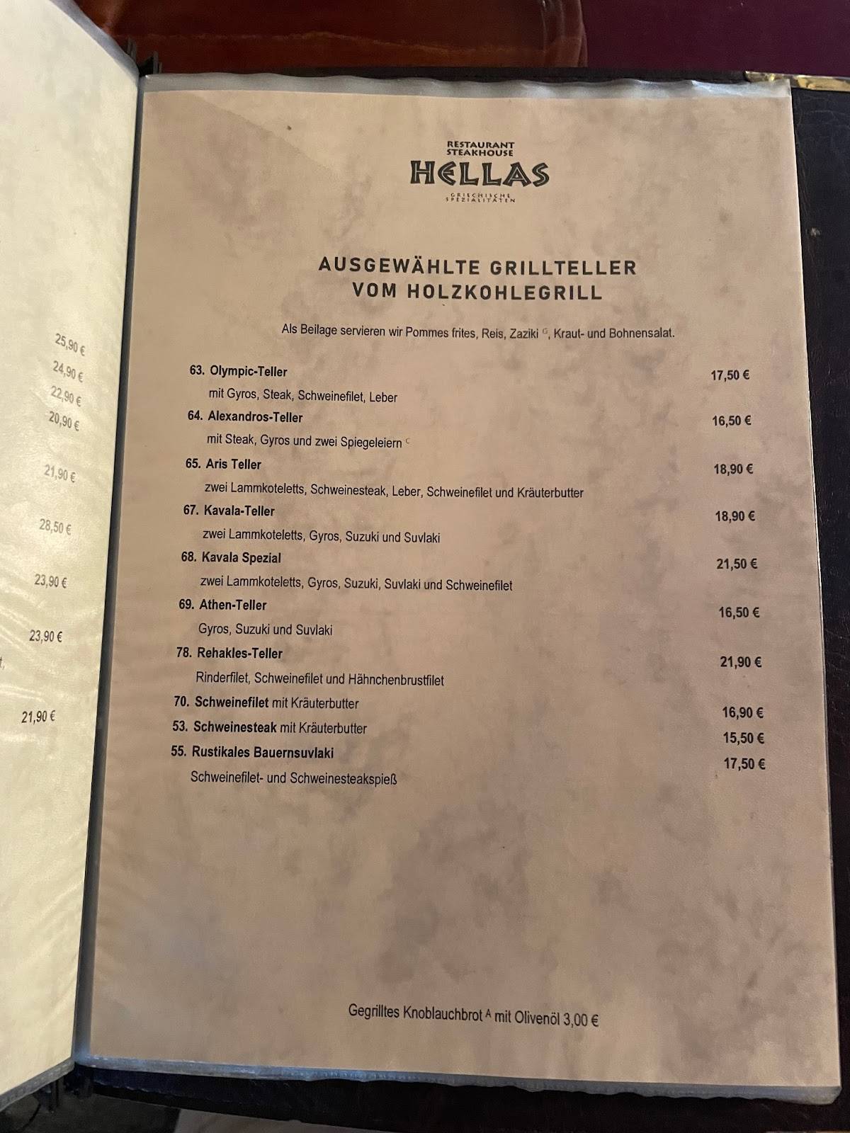 Speisekarte von Restaurant Hellas, Wardenburg