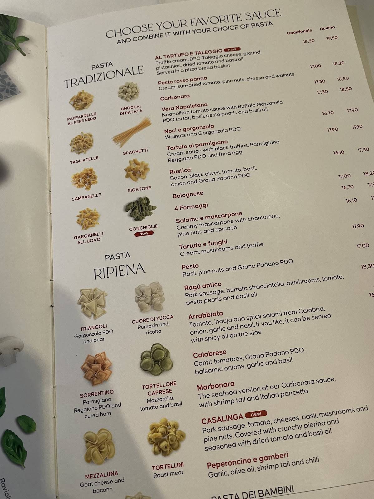 Carta de Restaurant La Tagliatella Andorra, Les Escaldes