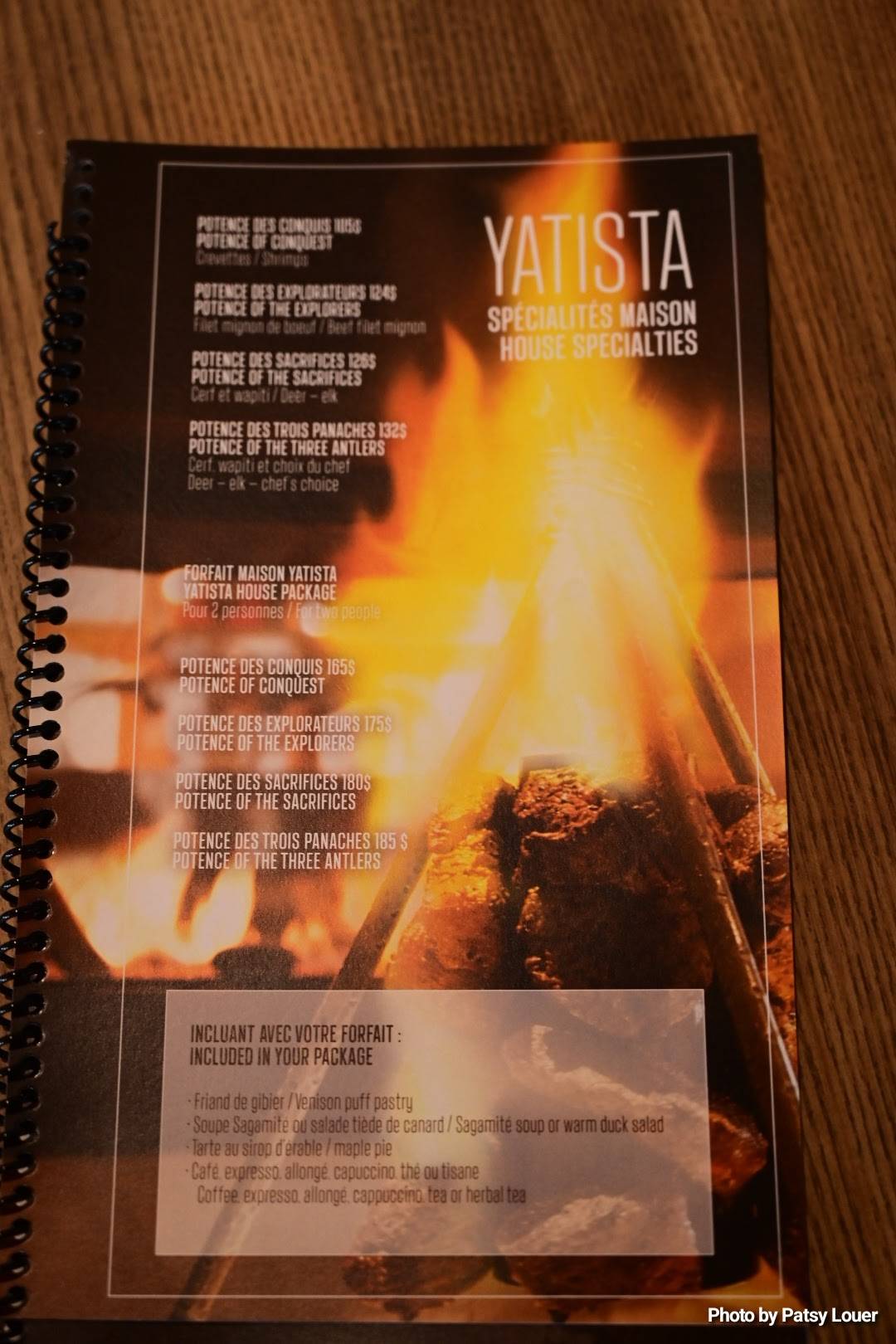 Menu au Sagamité - Wendake restaurant, Québec, 10 Bd Bastien