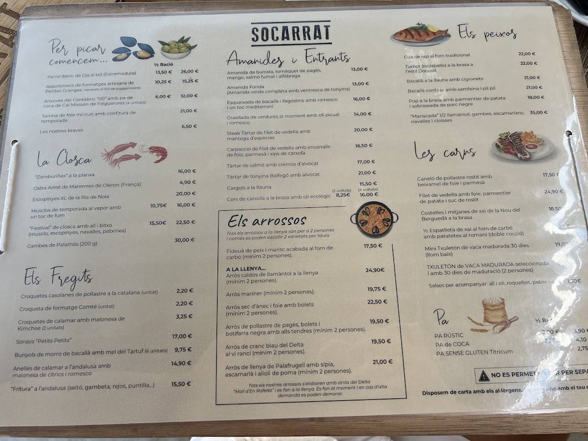 Carta de Restaurant Socarrat, Mollet del Vallès