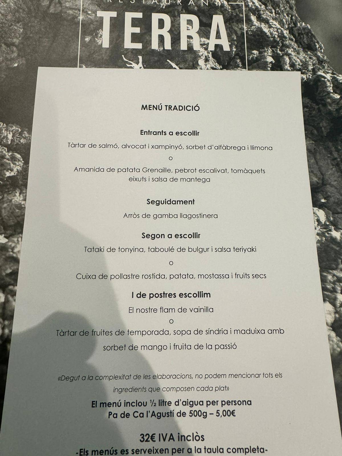 Menu at Restaurant Terra, Berga