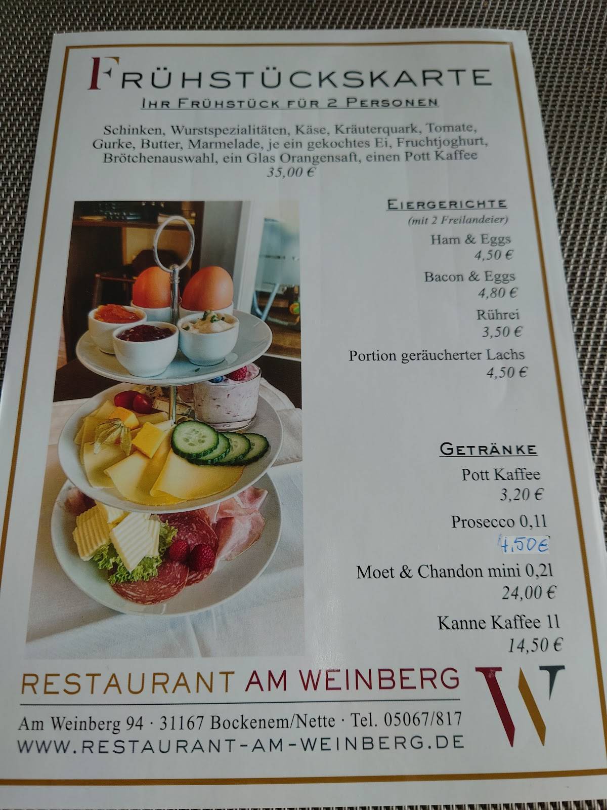 Speisekarte von Restaurant am Weinberg, Bockenem, Am Weinberg 94