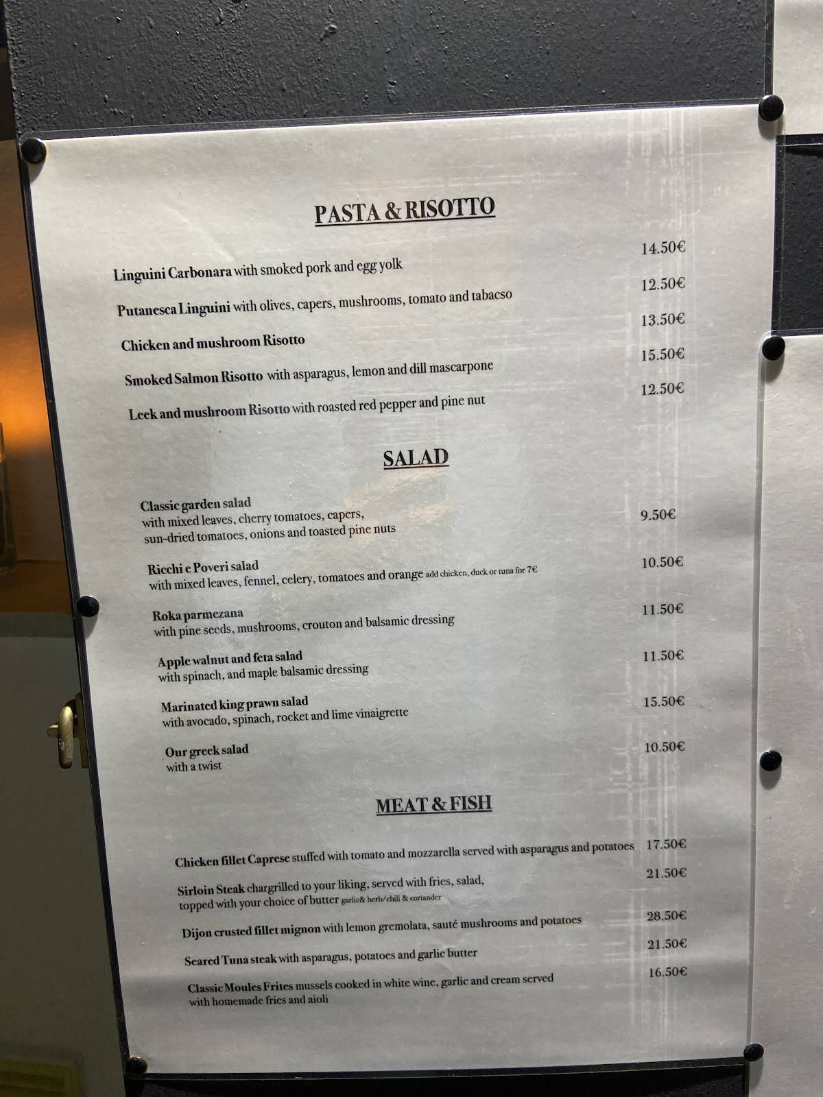 Menu at Ricchi E Poveri, Skiathos