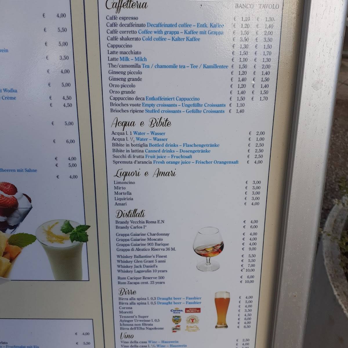 Menu da Ristorante Bar Da Paolo, Marina di Campo