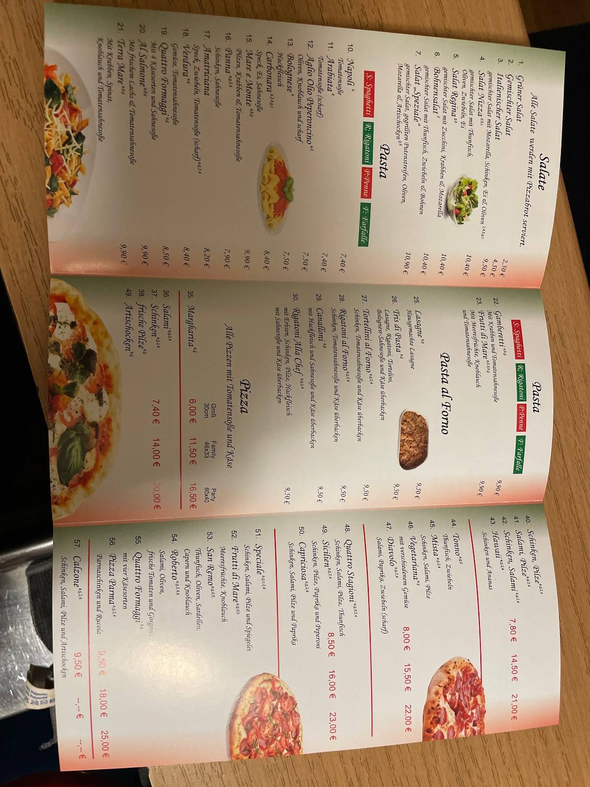 Speisekarte von Ristorante La Pineta restaurant, Gärtringen