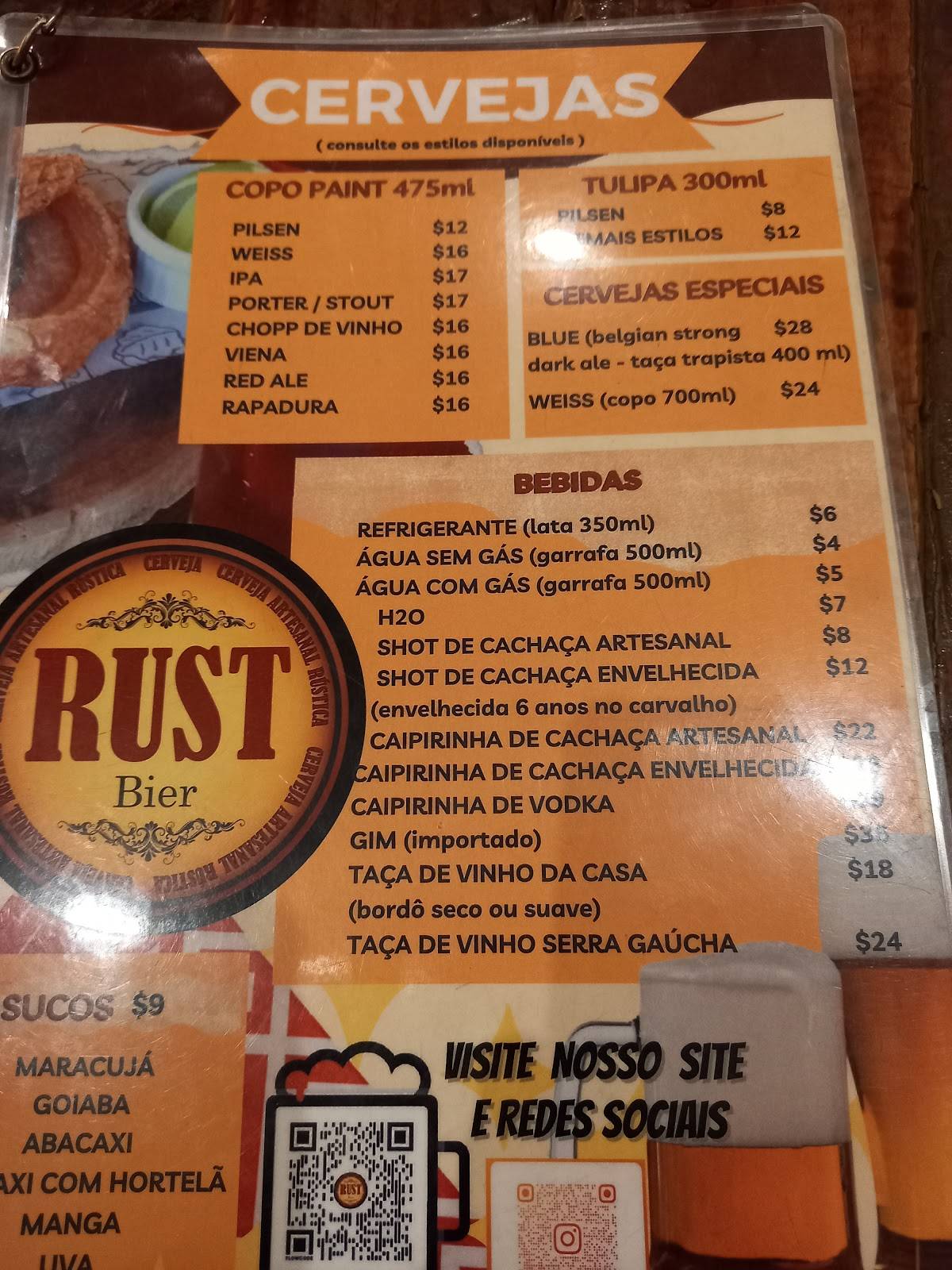 Menu at Rust Bier restaurant, Jundiaí