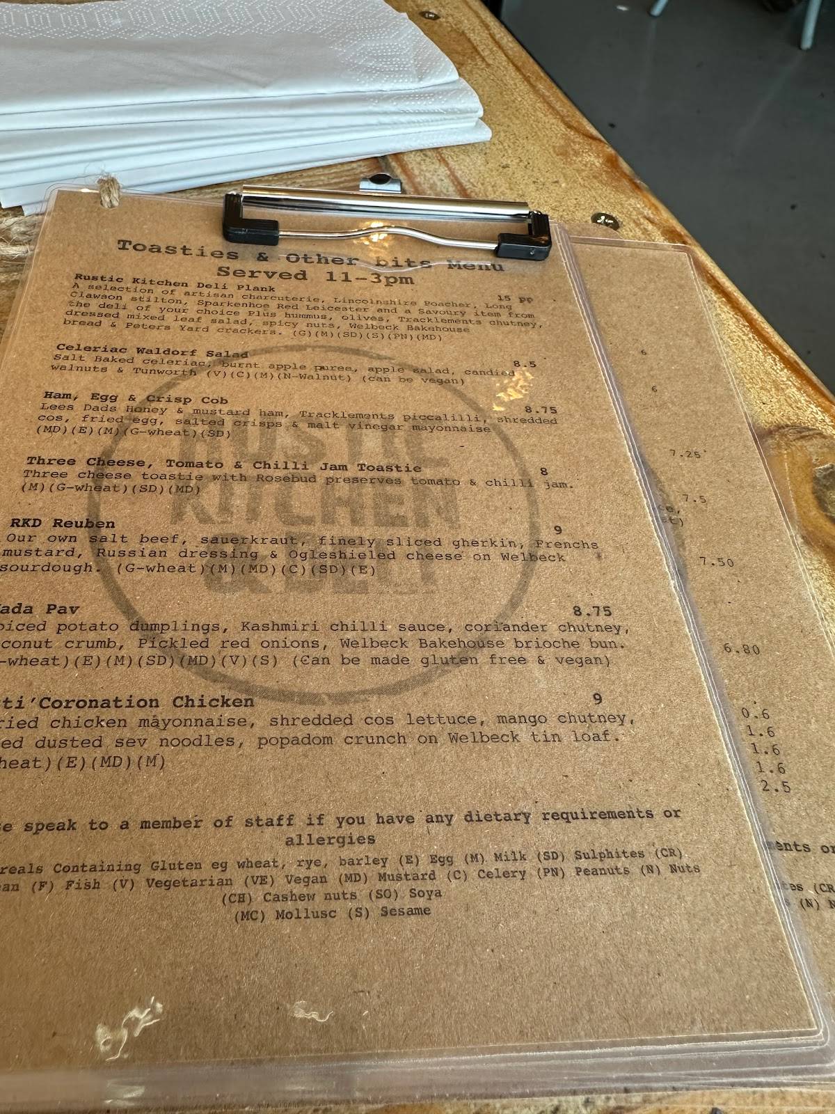 Carta del restaurante Rustic Kitchen & Deli, Loughborough