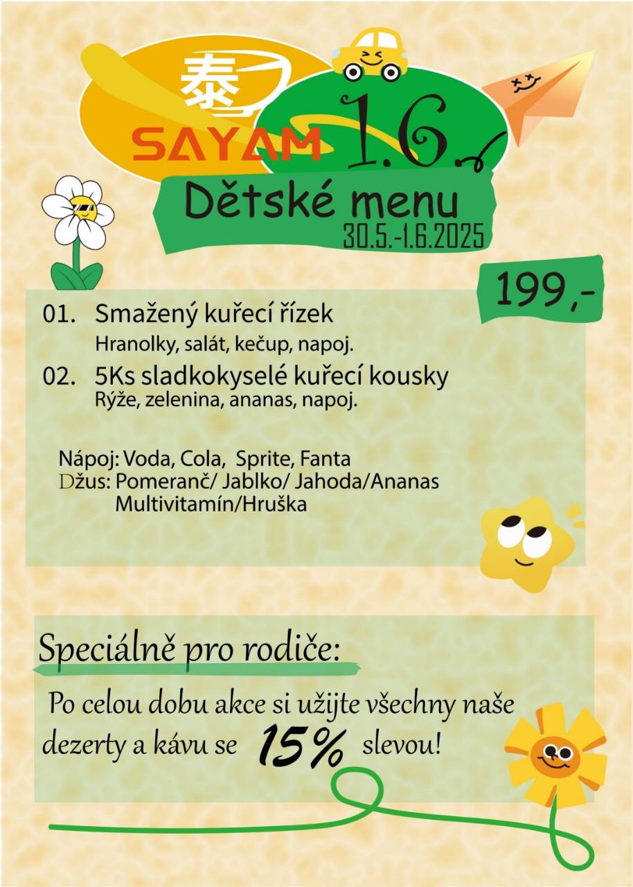 Menu at SAYAM restaurant, Pilsen