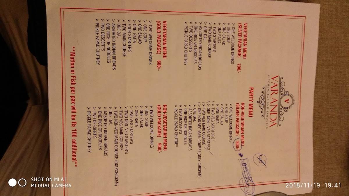 Menu at SHERA 2.0 Restaurant & Bar/ Varanda Banquets, Mumbai