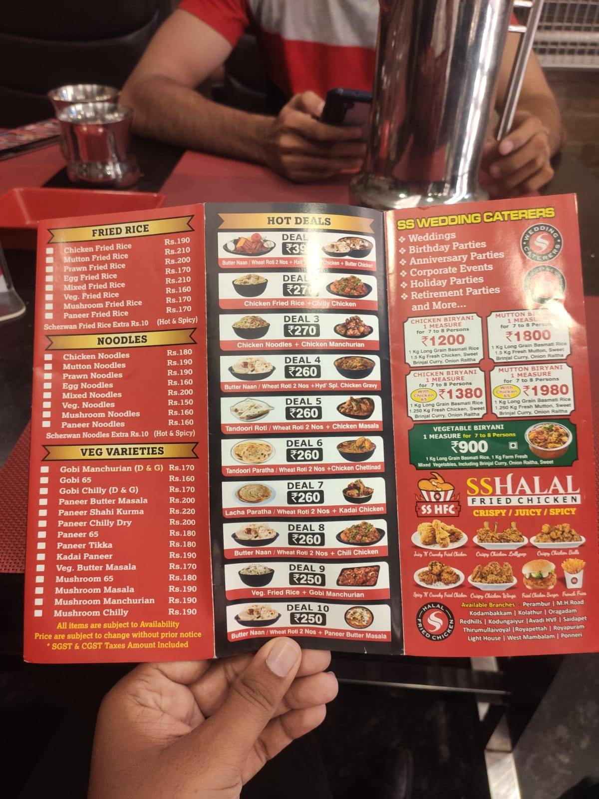 Menu at SS Hyderabad Biryani Saidapet, Chennai