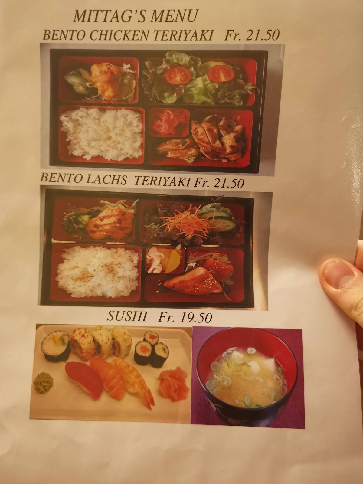 Speisekarte von Sushi Tenzan, Binningen