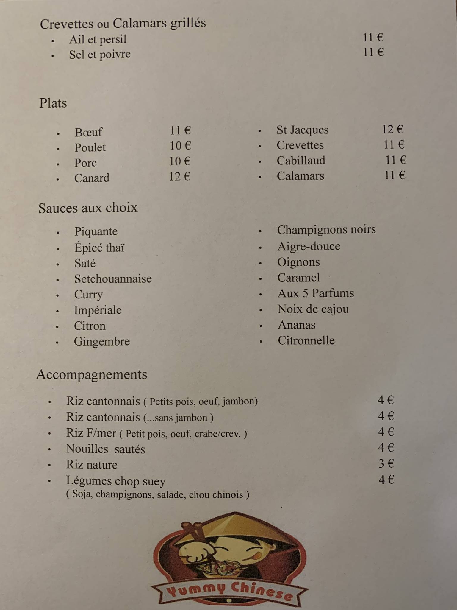 Menu au Saïgon Express restaurant, Haguenau