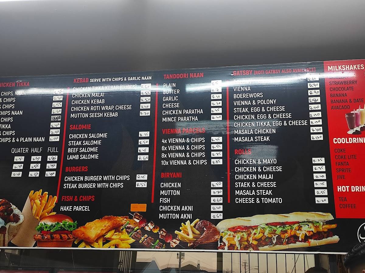 Menu at Saleh bbq tonight Lansdowne, Cape Town, 368 Imam Haron Rd