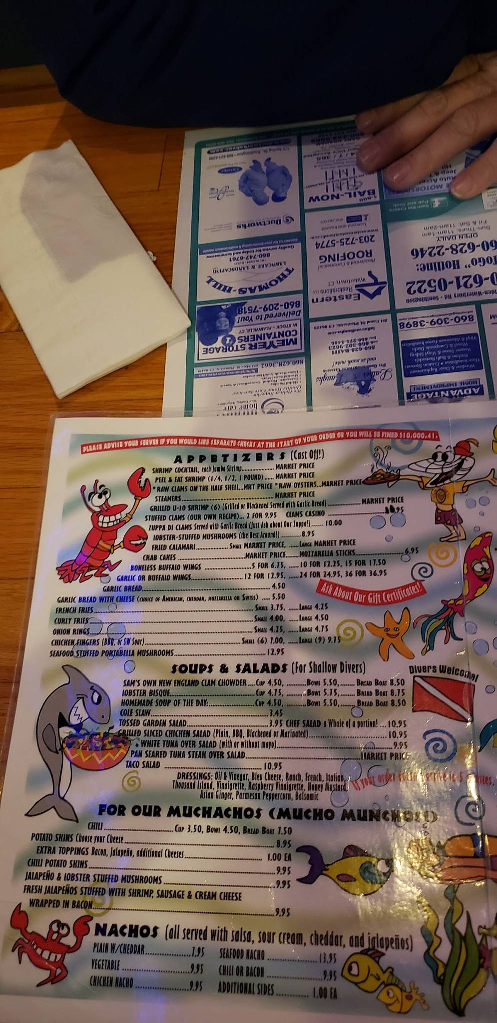 Menu at Sam The Clam Pub & Grub, Cheshire