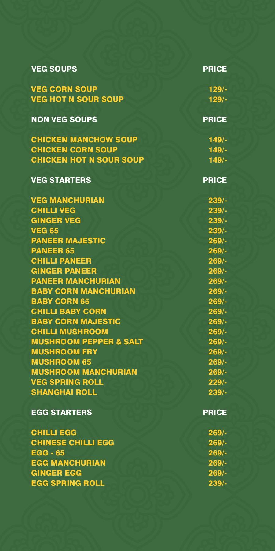 Menu at Sangeetha Kitchen, Hyderabad