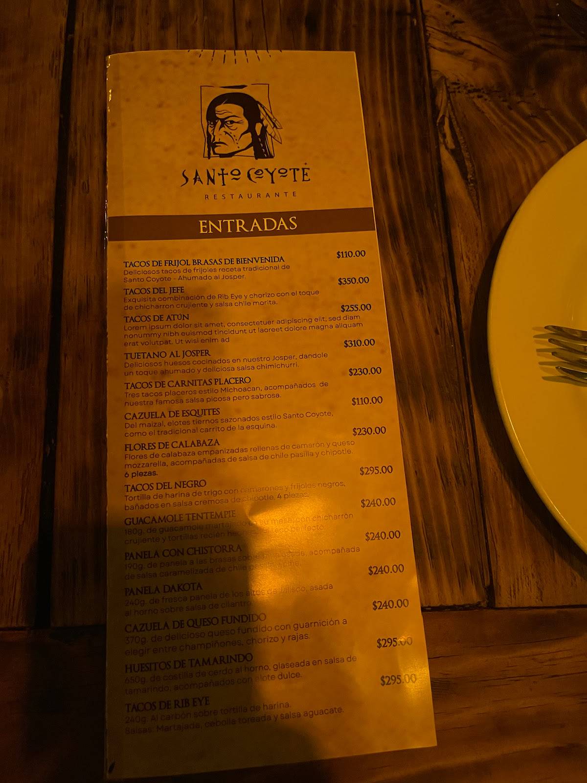 Carta del restaurante Santo Coyote, Guadalajara, C. Miguel Lerdo del ...