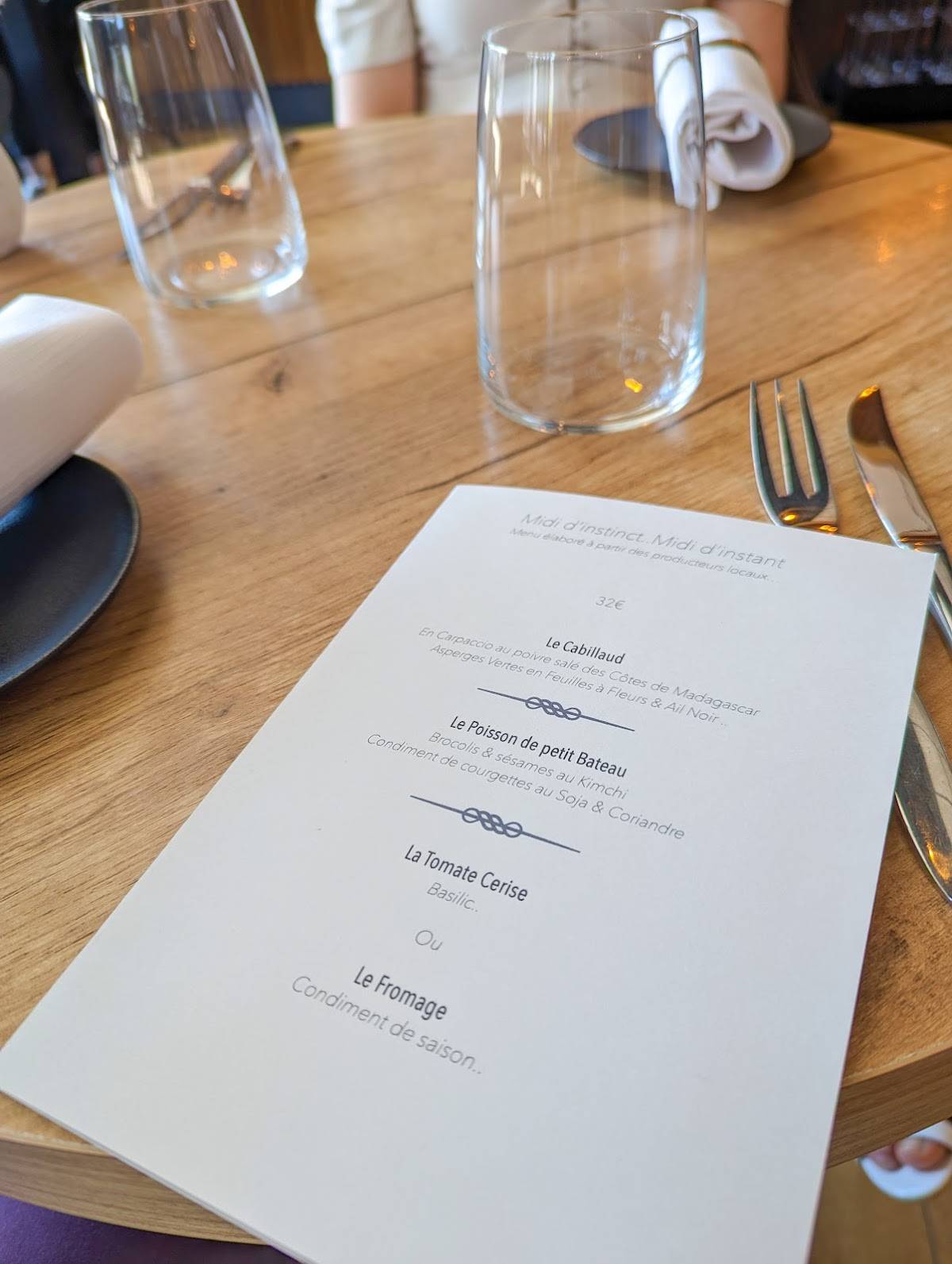 Menu au Restaurant Sao Kevin Gourret, Quimper