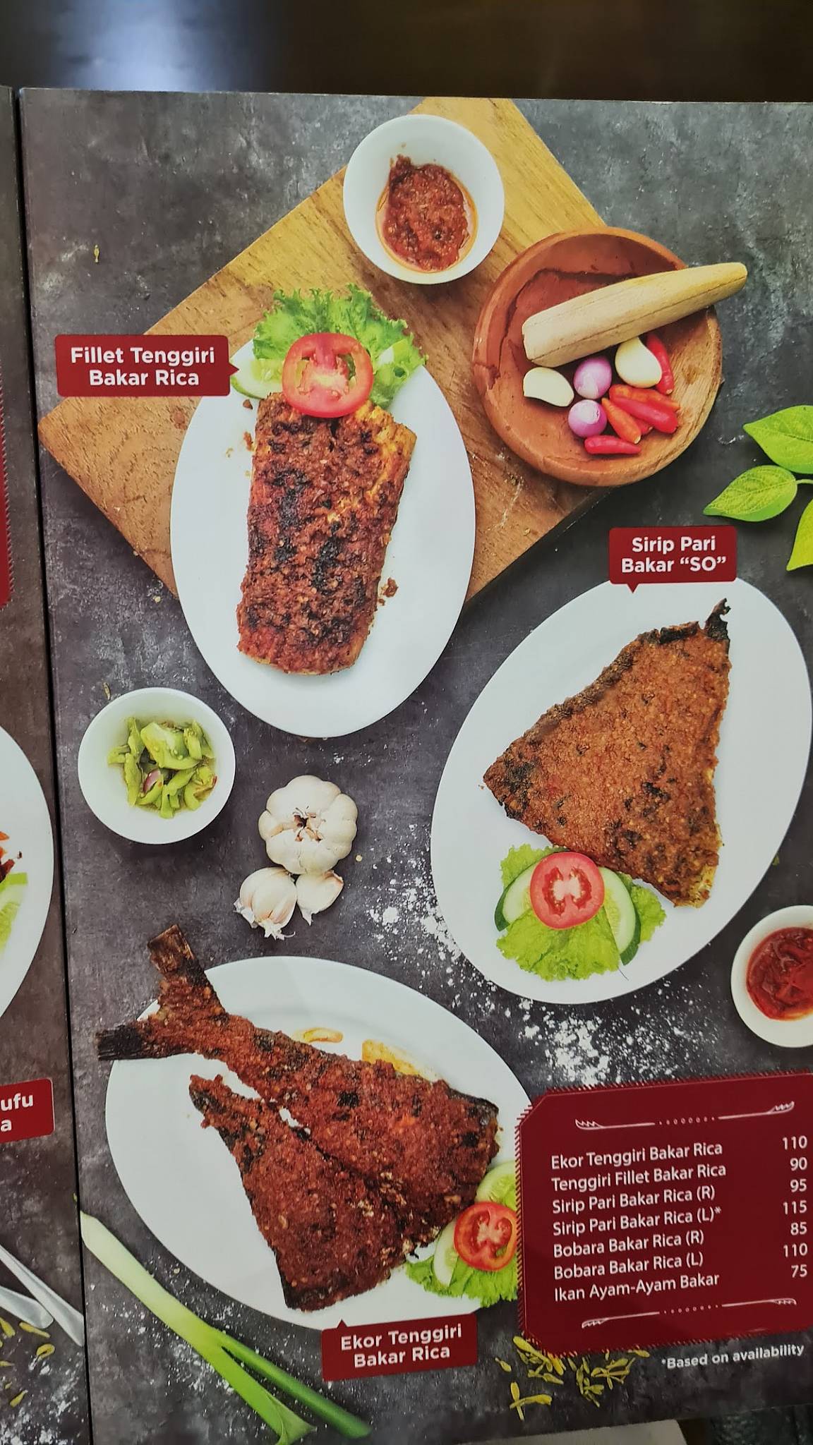 Menu at Sarang Oci, Restoran Manado - Tugu Tani restaurant, Central Jakarta