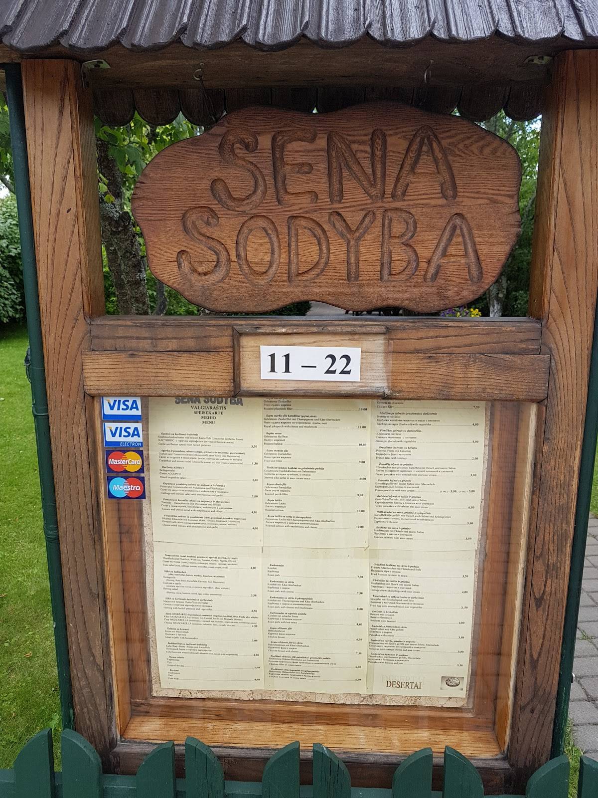 Menu au Sena sodyba restaurant, Nida