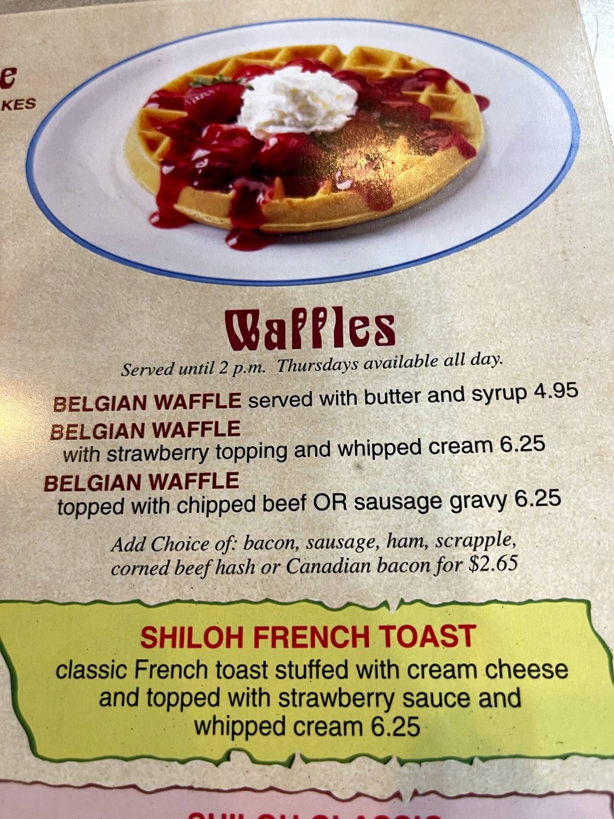 Menu at Shiloh Family Restaurant, York