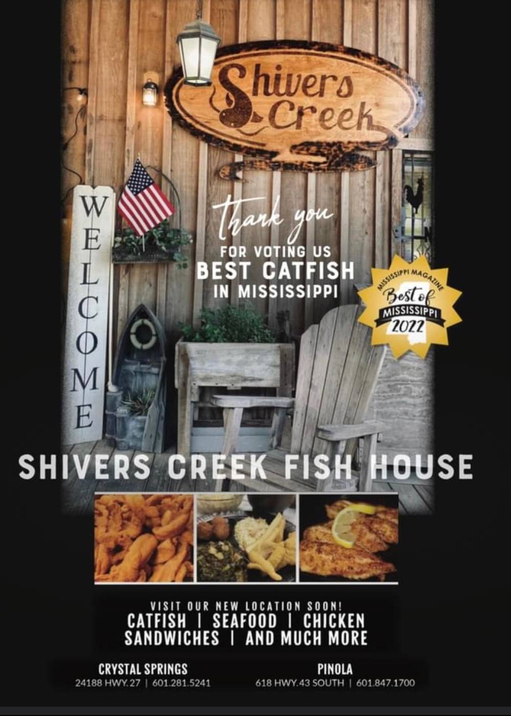 Menu at Shivers Creek Catfish House (Crystal Springs Location ...