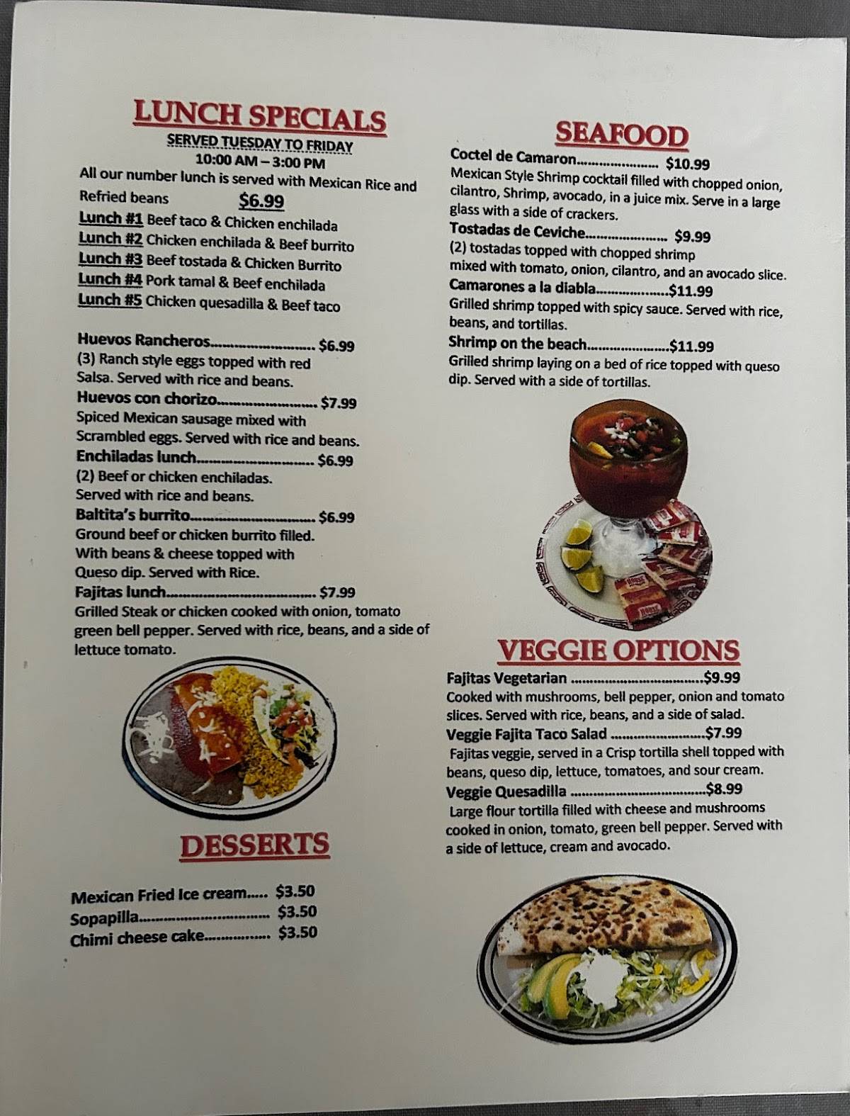Menu at Si Señor Authentic Mexican Restaurant, Kentland