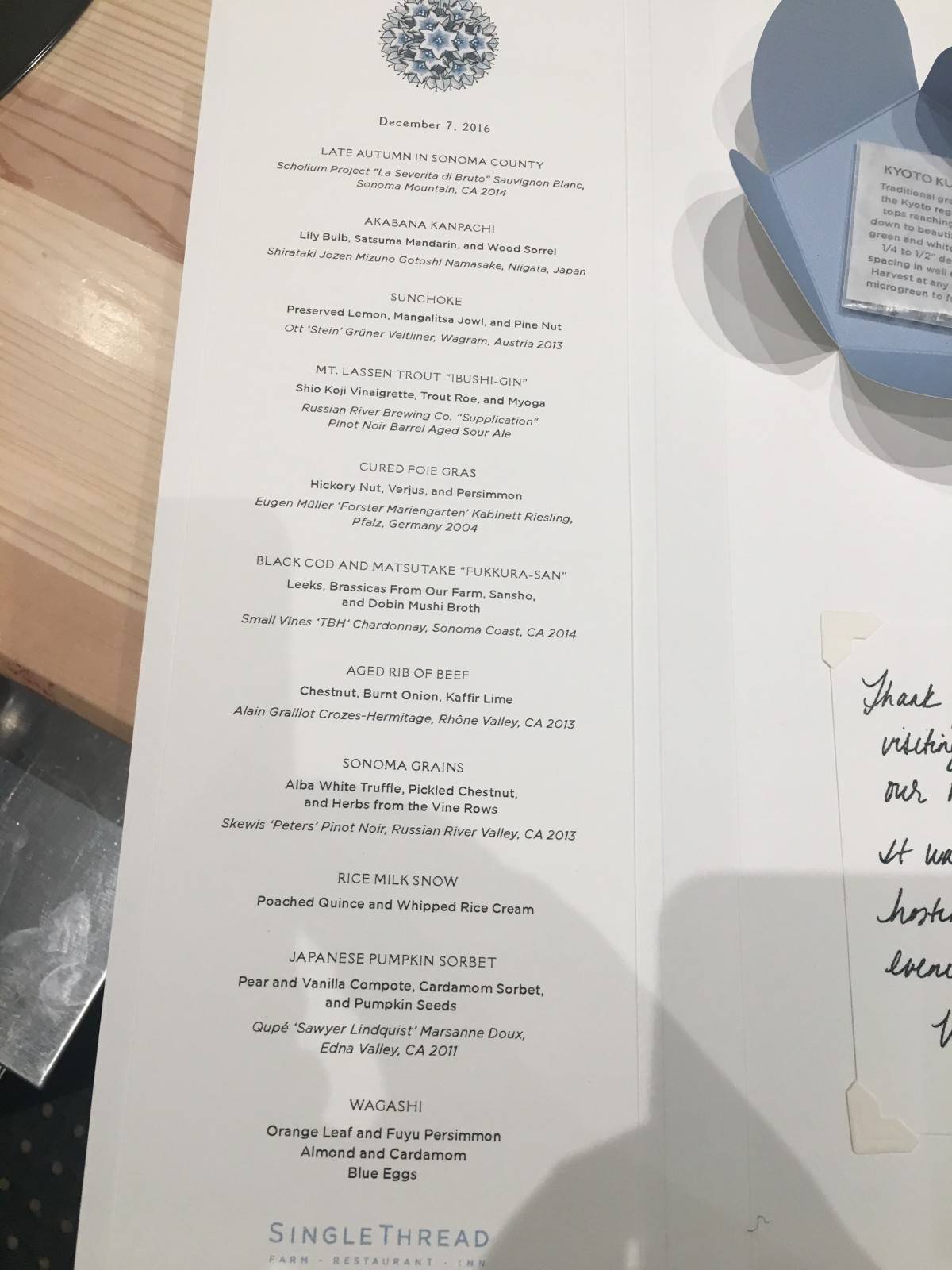 Menu at SingleThread Farm - Restaurant - Inn, Healdsburg