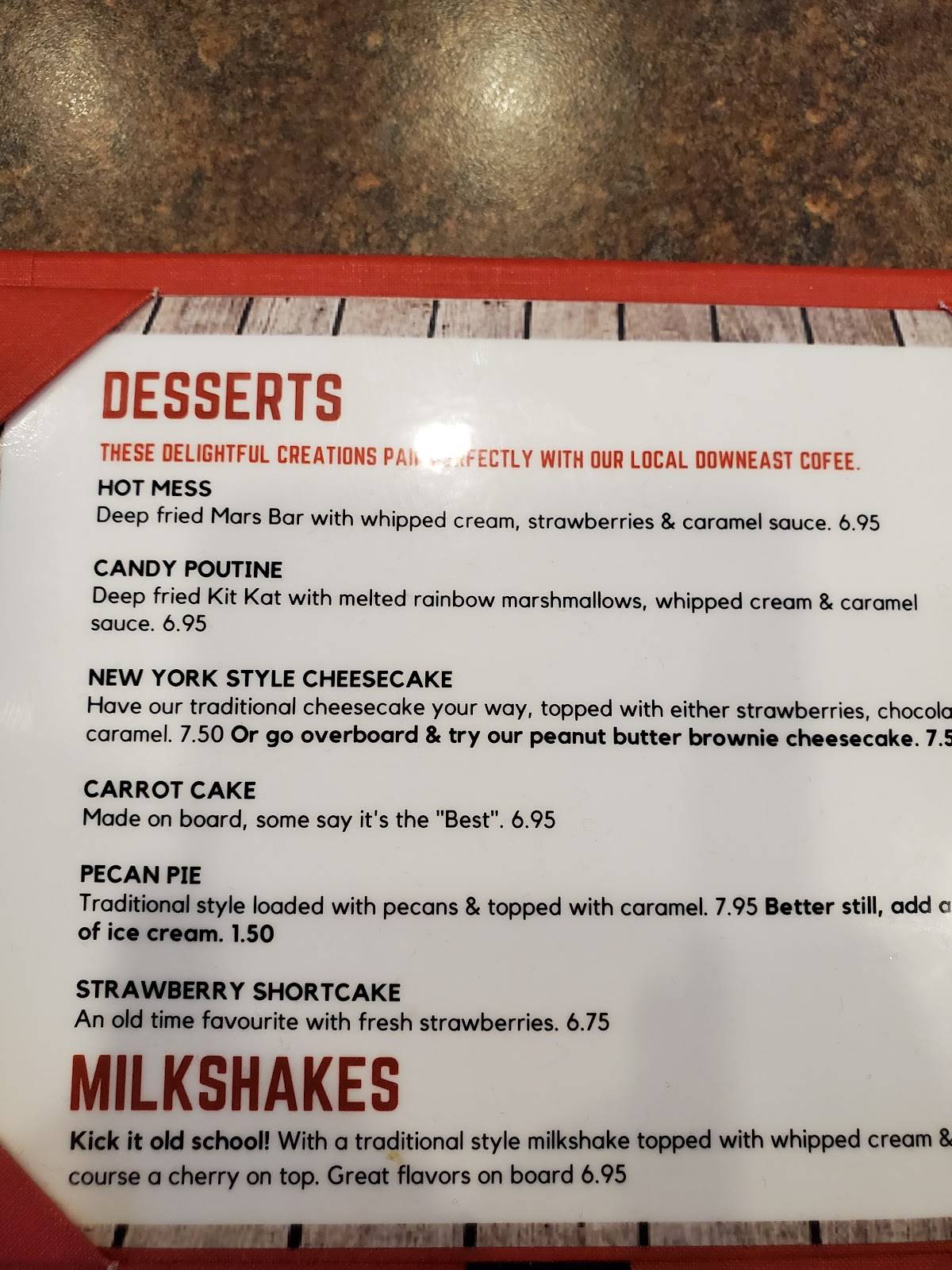Menu at Skipper Jack's Maritime Restaurant, Moncton