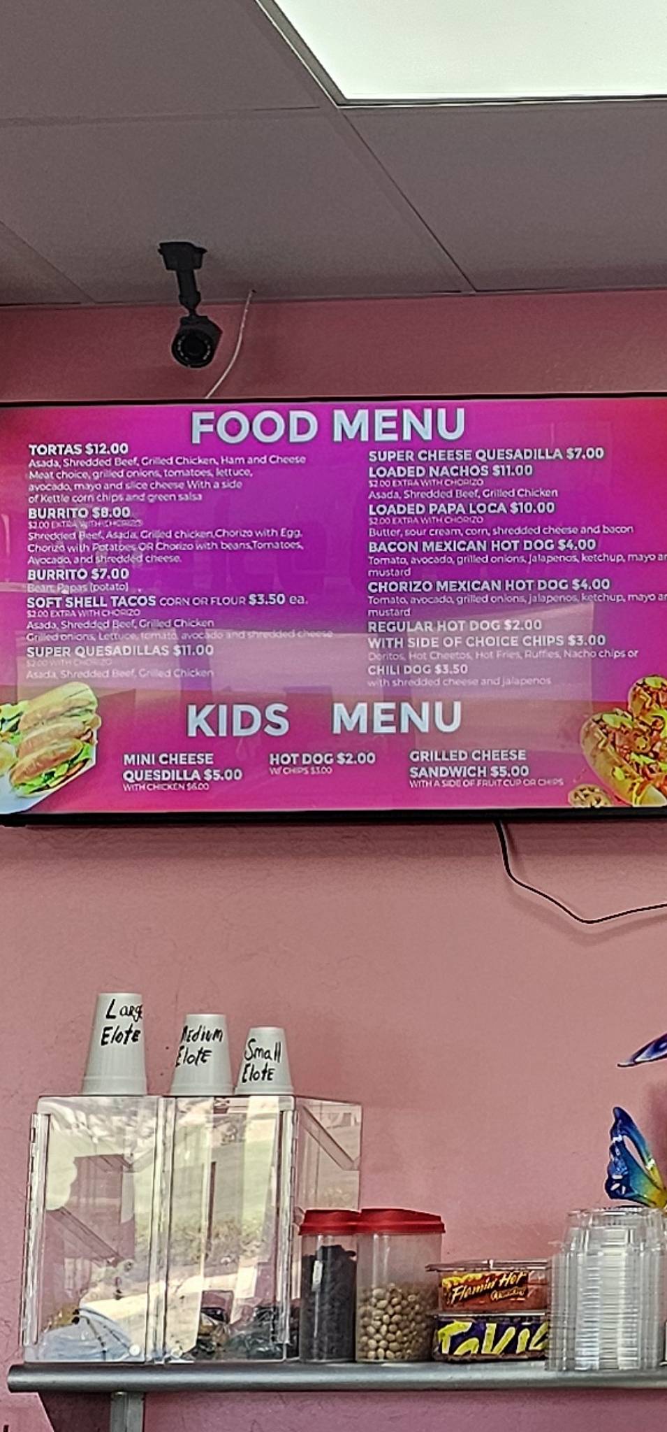 Menu at Snack Attack, Yukon