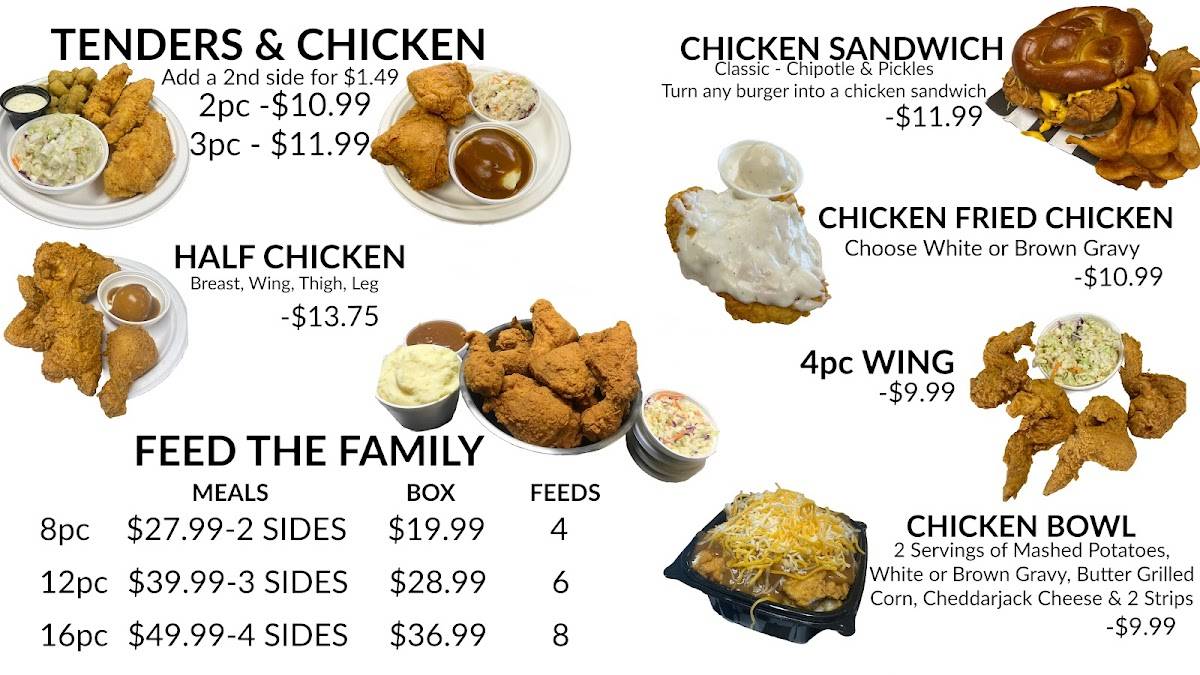 Menu at Snowensville Chicken & Burgers restaurant, Owensville, 120 S 1st St