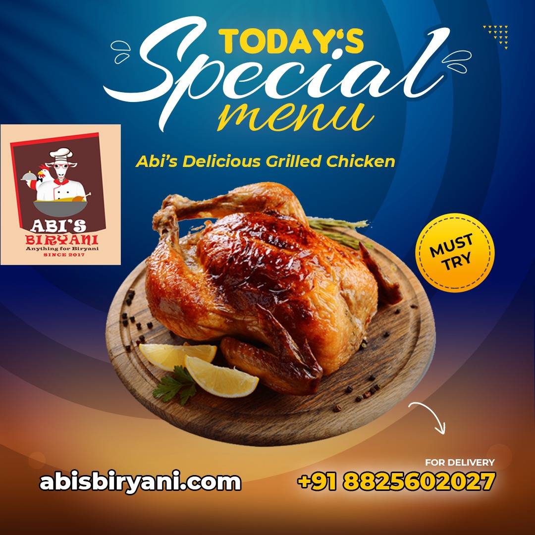 Menu at Sri Abis Biryani, India