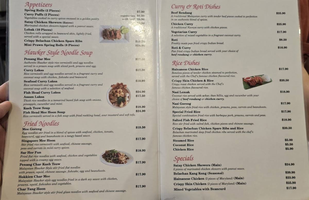 Menu at Straits Cafe Malaysian Restaurant, Wantirna South