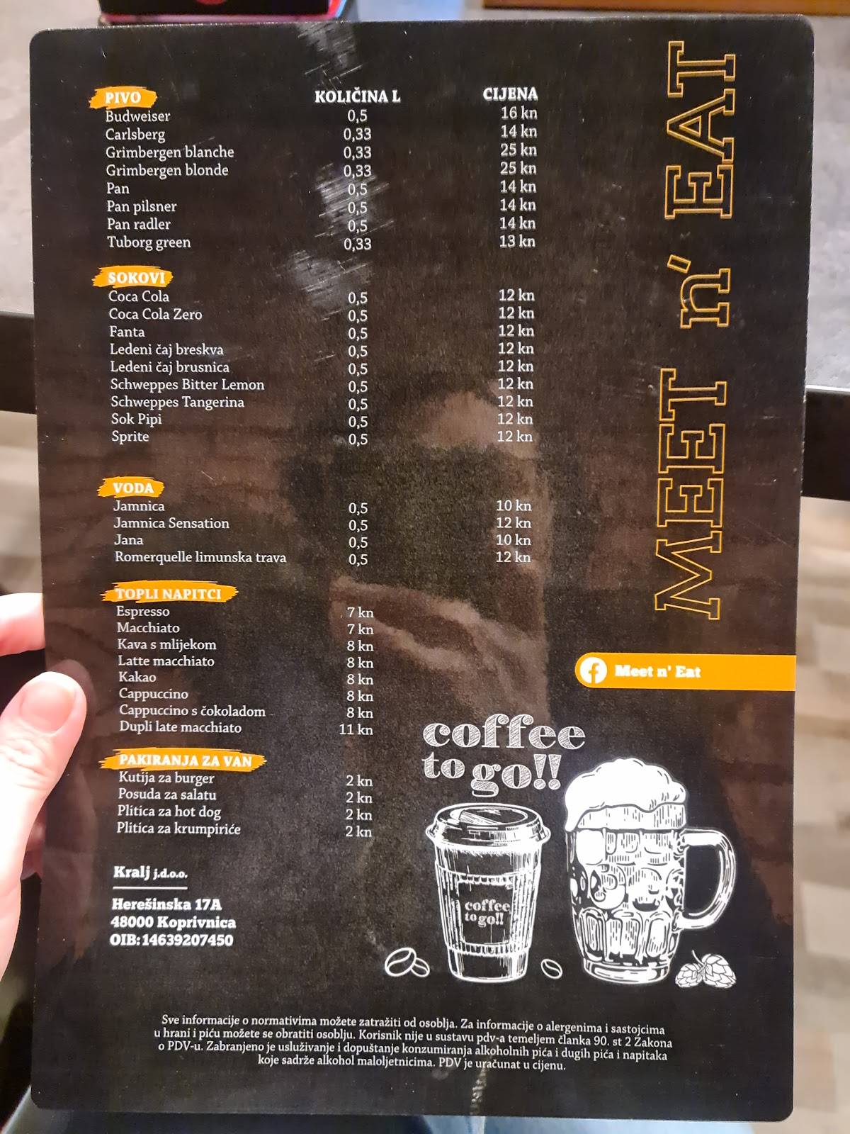Carta del restaurante Street Food Meet n' Eat, Koprivnica