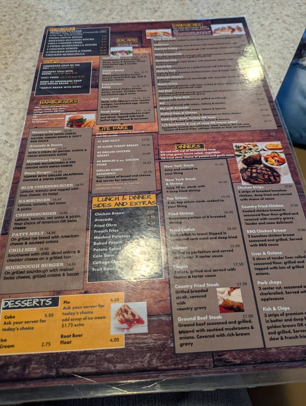 Menu at Sugar Mill restaurant, Bakersfield