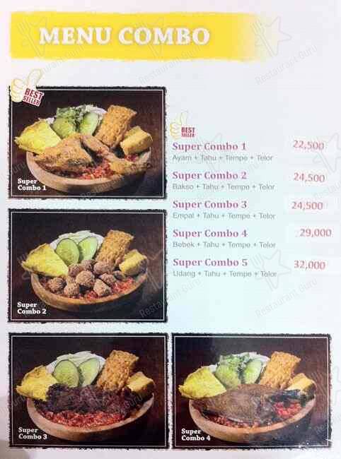 Menu at Super Penyet restaurant, Central Jakarta, Ratu Plaza Unit. G - 017