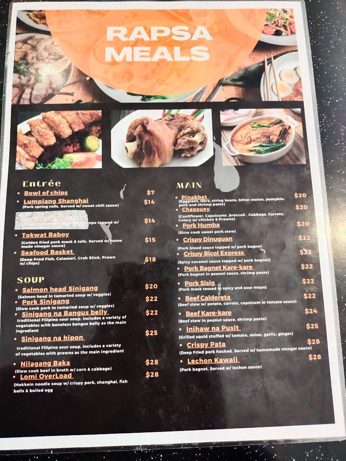 Menu at Super Rapsa restaurant, Dandenong