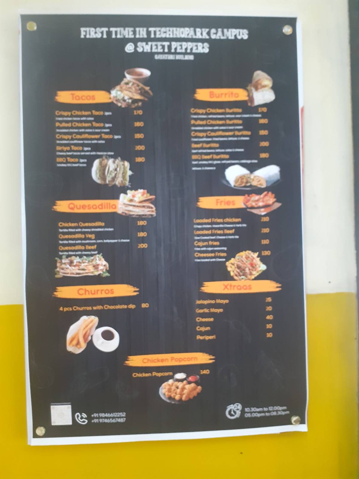 Menu at Sweet Peppers, Kazhakkoottam