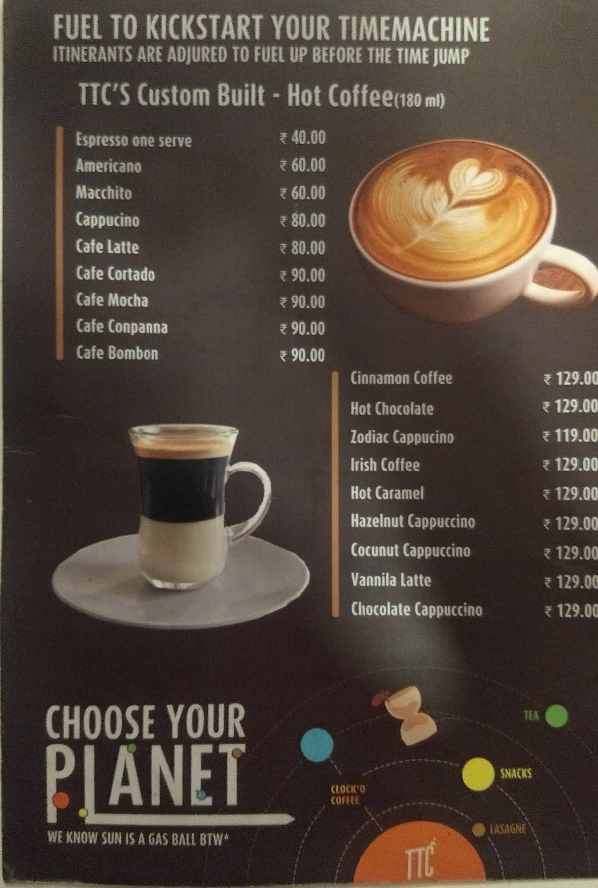 Menu at TIME TRAVEL CAFENEA, Chennai